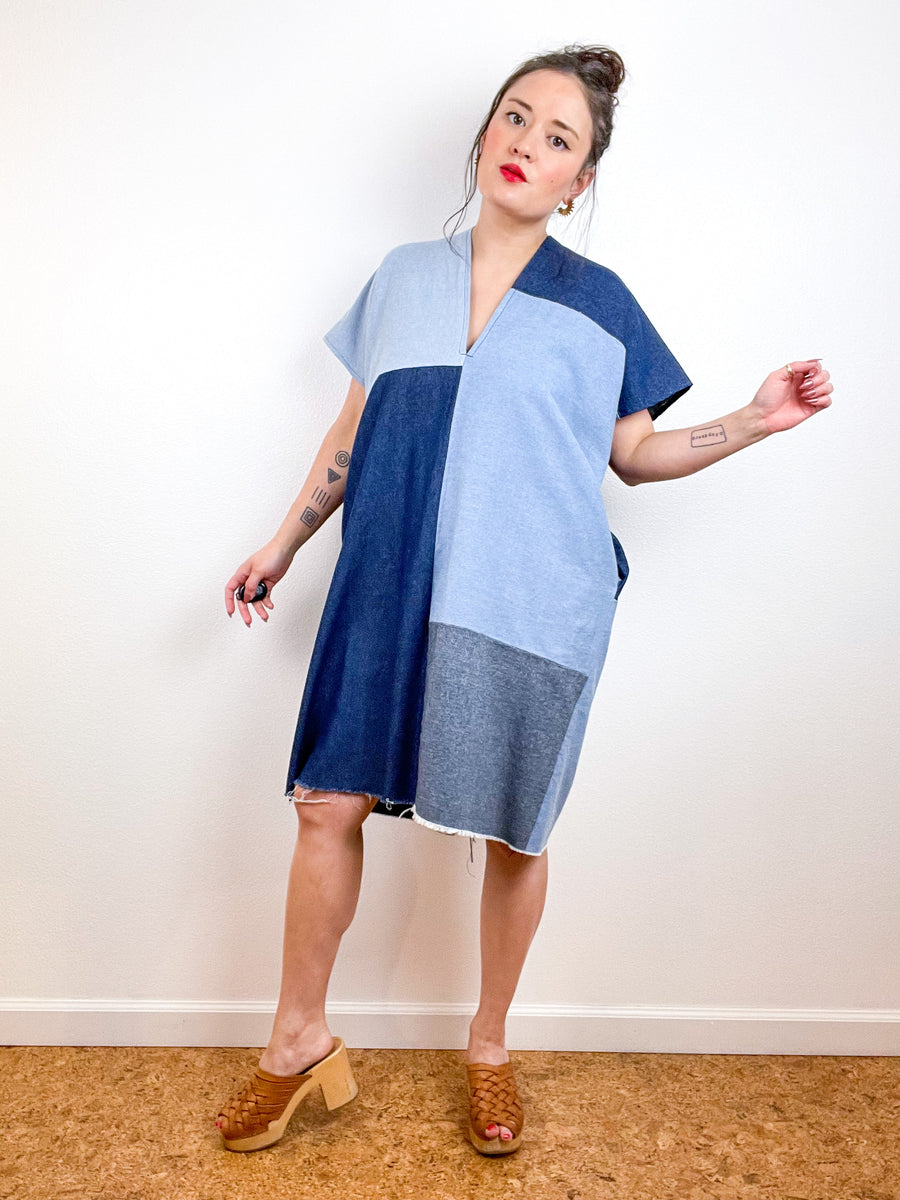 Denim Smock Dress Patchwork – Tuesday Shop